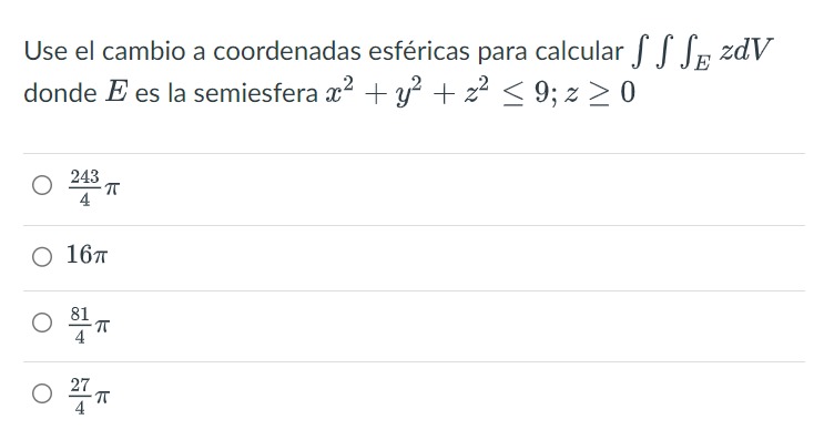 Solved Use el cambio a coordenadas esféricas para calcular | Chegg.com