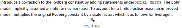 Solved Introduce a correction to the Rydberg constant by | Chegg.com