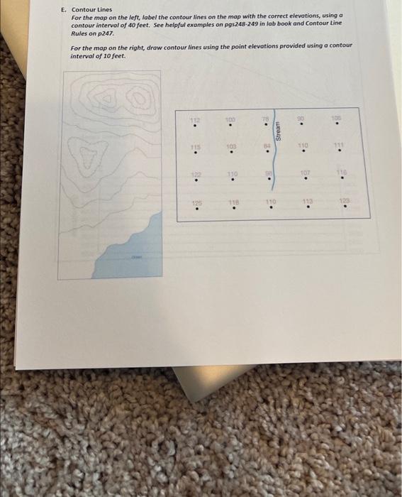 Solved E. Contour Lines For the map on the left, label the | Chegg.com