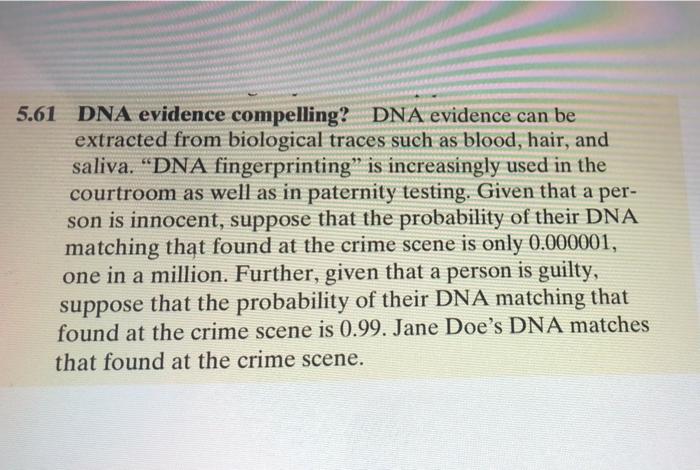 5.61 DNA evidence compelling? DNA evidence can be | Chegg.com