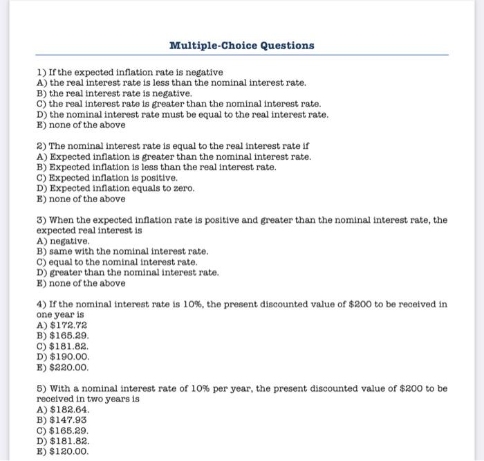 Solved Multiple-Choice Questions 1) If the expected | Chegg.com