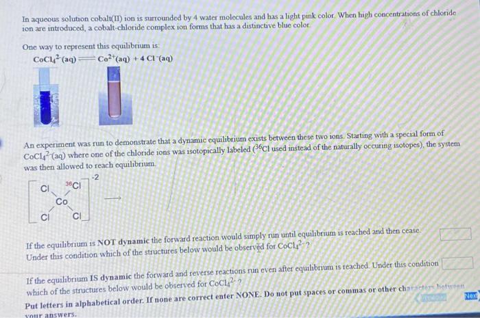 Solved In aqueous solution cobalt(II)ion is surrounded by 4 | Chegg.com