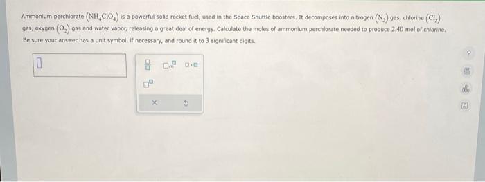 Solved Ammonium perchlorate (NH4ClO4) is a powerful solid | Chegg.com