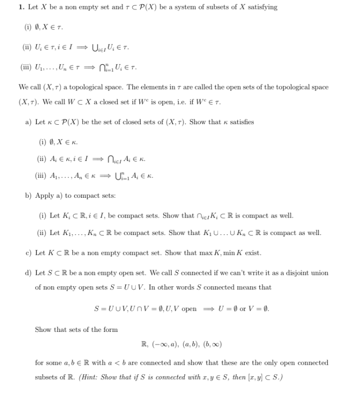Let x ﻿be a non empty set and τsubP(x) ﻿be a system | Chegg.com