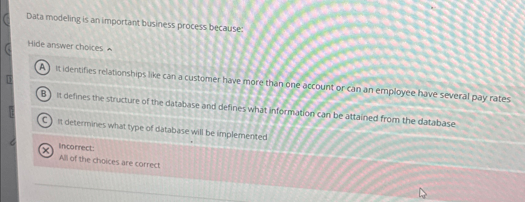 Solved Data modeling is an important business process | Chegg.com