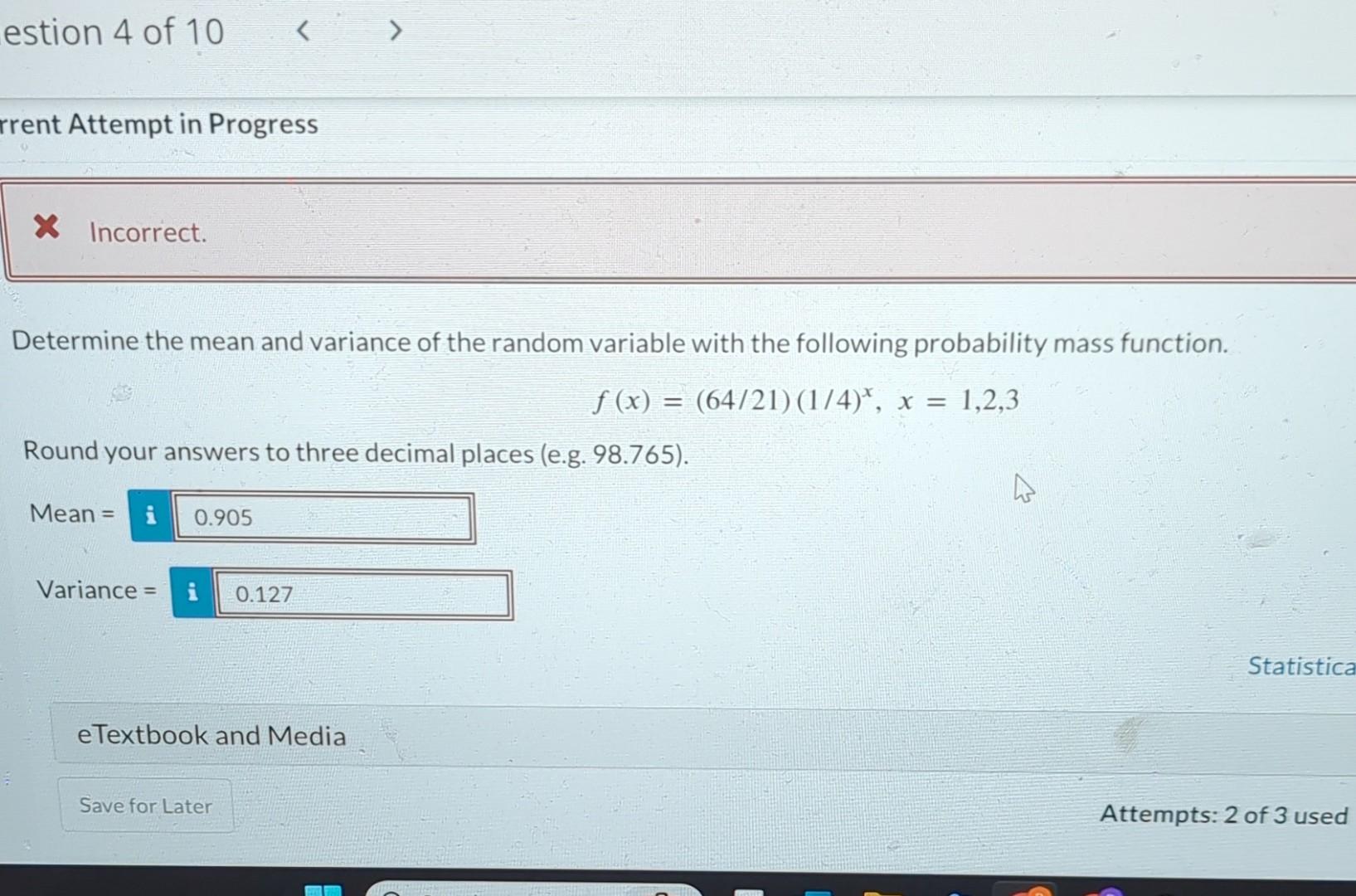 Solved rent Attempt in Progress Incorrect. Determine the | Chegg.com