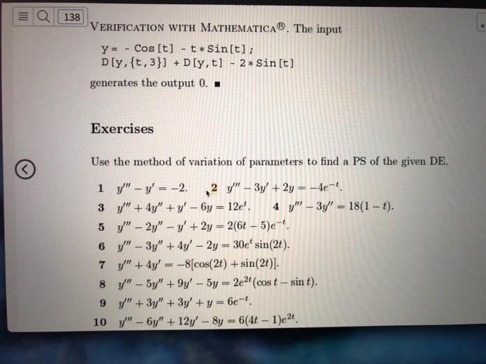 Solved VERIFICATION WITH MATHEMATICA ®. The input | Chegg.com