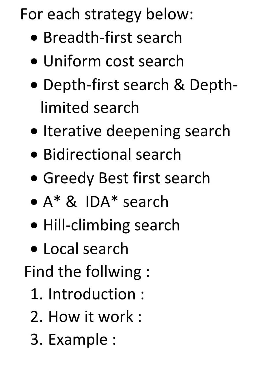 For each strategy below: - Breadth-first search - | Chegg.com