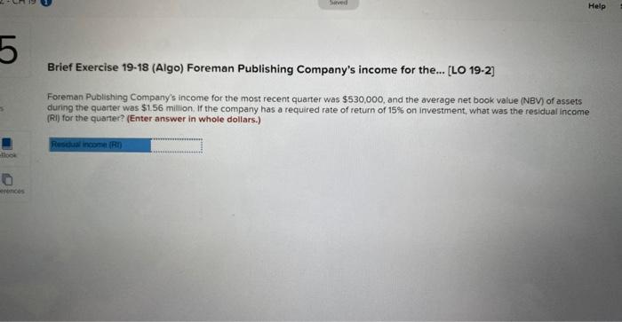 Solved Brief Exercise 19-18 (Algo) Foreman Publishing | Chegg.com