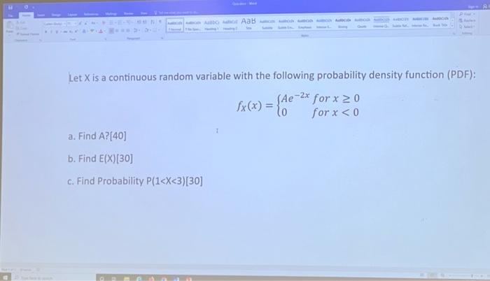 Solved Let X Is A Continuous Random Variable With The