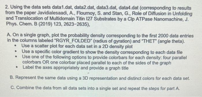 Solved 2. Using the data sets data1.dat, data2.dat, | Chegg.com