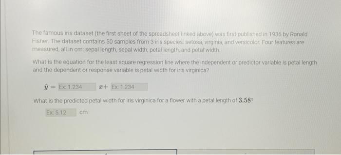 The famous iris dataset (the first sheet of the | Chegg.com