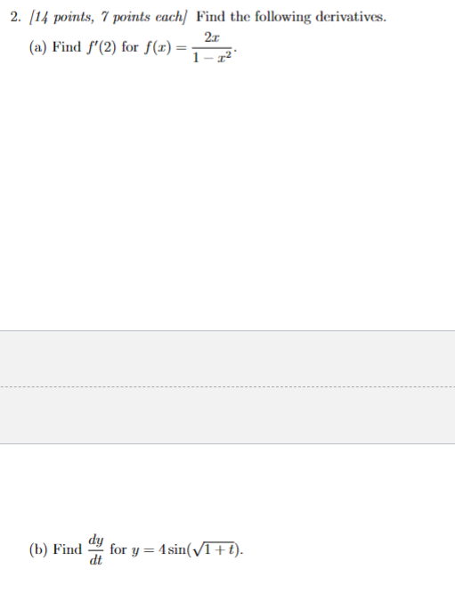 Solved [14 ﻿points, 7 ﻿points each] ﻿Find the following | Chegg.com