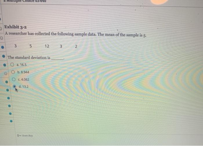Solved 05-040 Exhibit 3-2 A researcher has collected the | Chegg.com