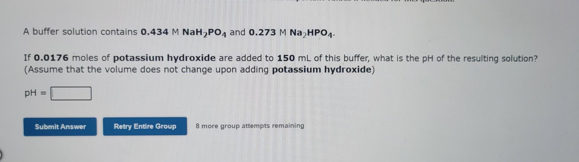 Solved A buffer solution contains 0.434MNaHPO4 and | Chegg.com