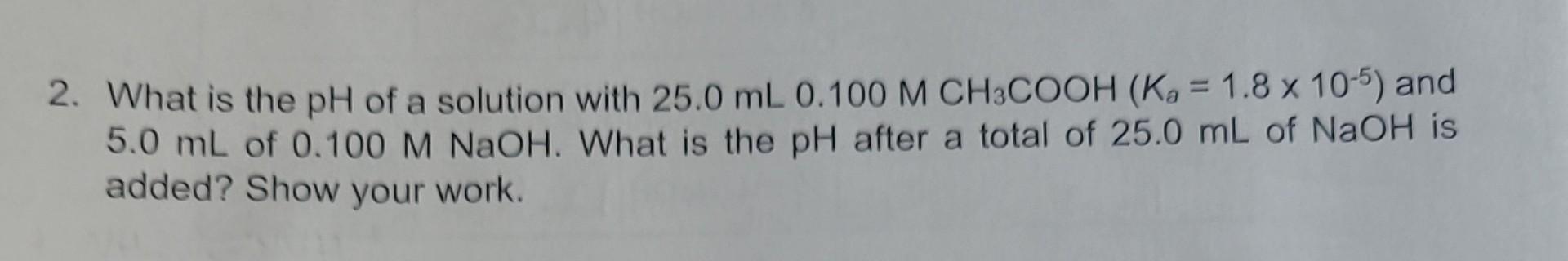 Solved 1) calculate the theoretical pH for the titration of | Chegg.com