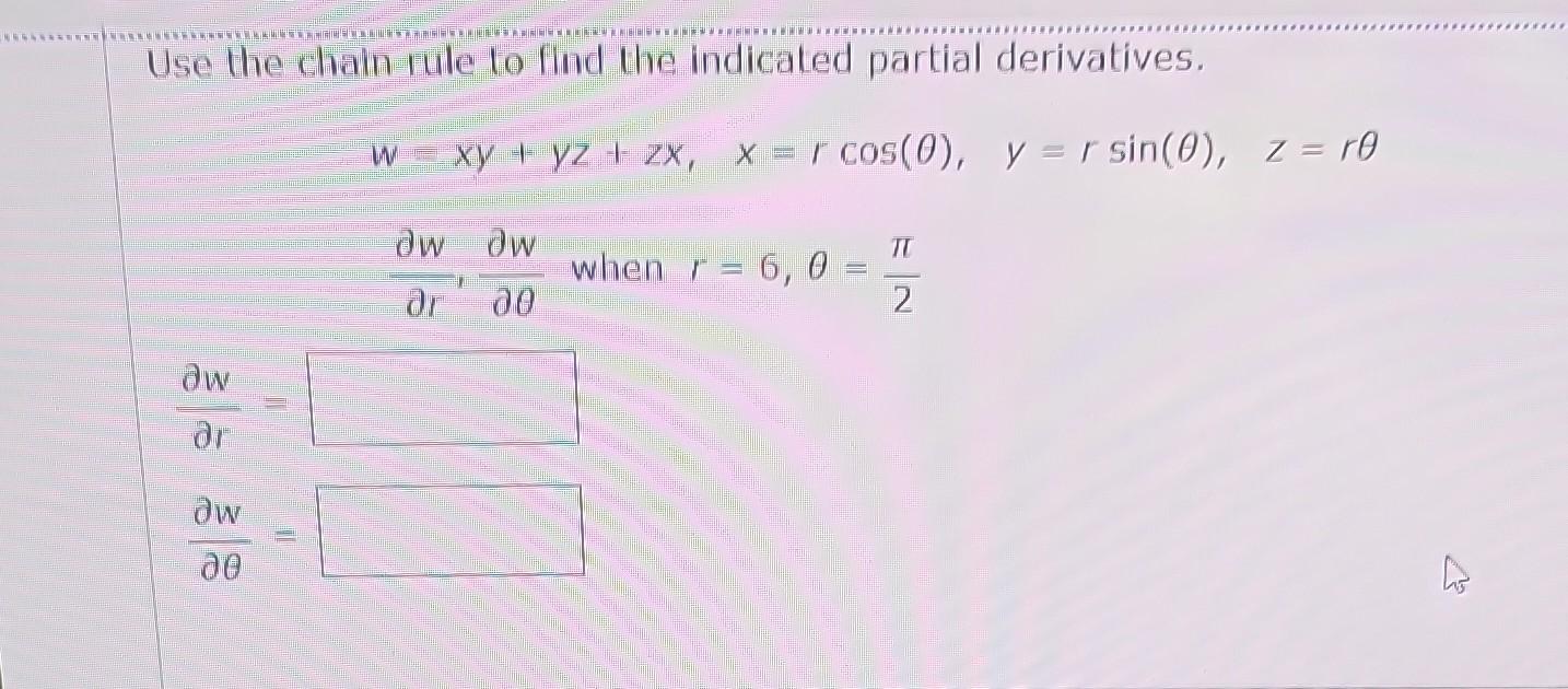 Solved Use the chain rule to find the indicated partial | Chegg.com