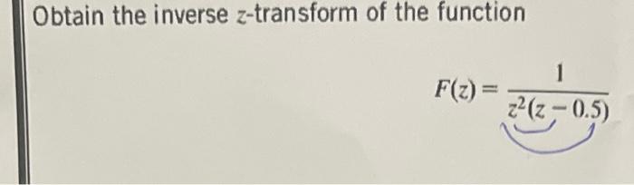Solved Obtain the inverse z-transform of the function | Chegg.com