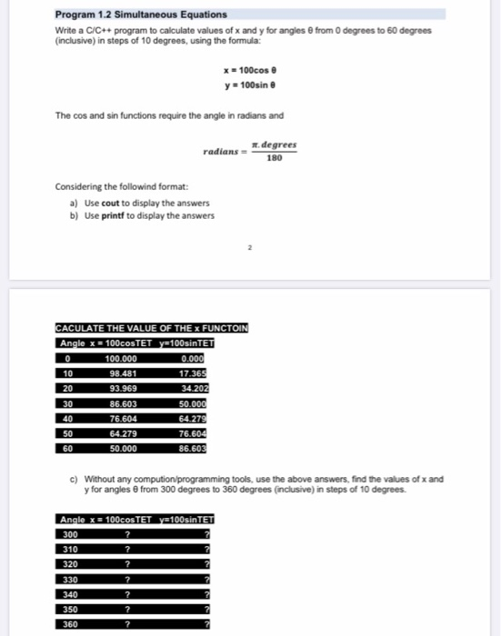 Solved Program 1.2 Simultaneous Equations Write a C/C++ | Chegg.com
