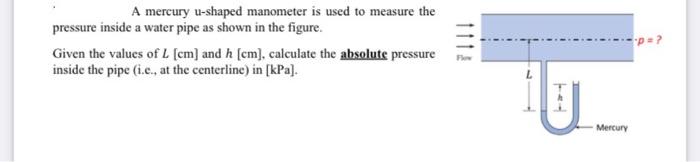 Solved A mercury u-shaped manometer is used to measure the | Chegg.com
