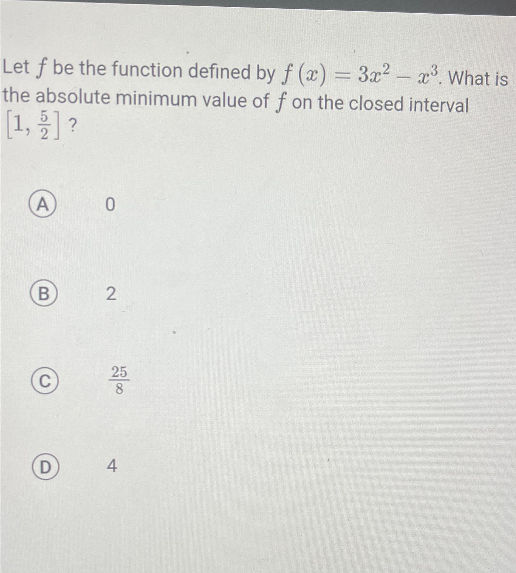 Solved Let f ﻿be the function defined by f(x)=3x2-x3. ﻿What | Chegg.com