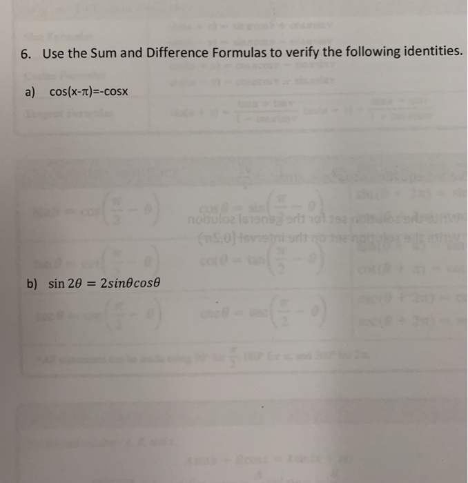 Solved 6. Use the Sum and Difference Formulas to verify the | Chegg.com