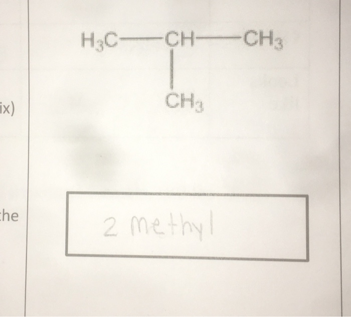 Solved H3C-CH-CH3 CH che 2 methyl | Chegg.com