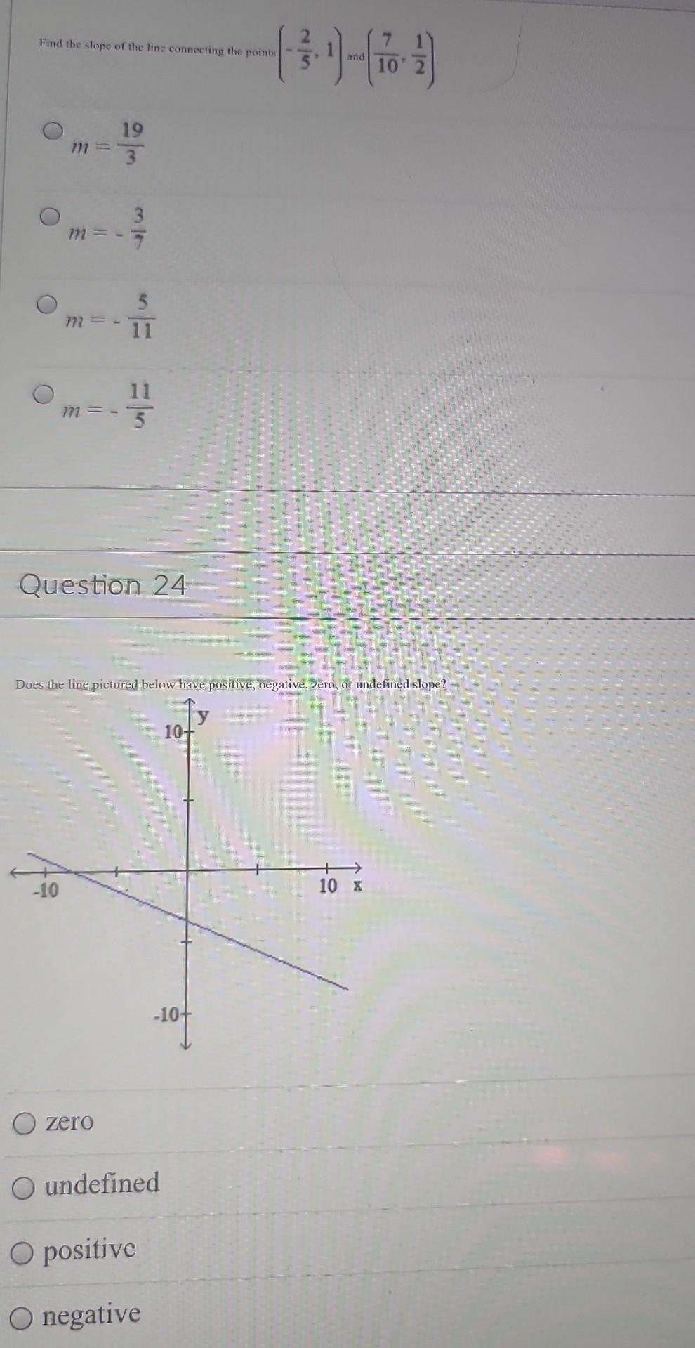 Solved Find the slope of the line connecting the points | Chegg.com