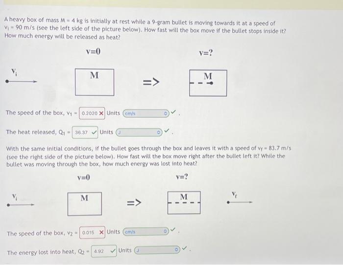 Solved A heavy box of mass M=4 kg is initially at rest while | Chegg.com
