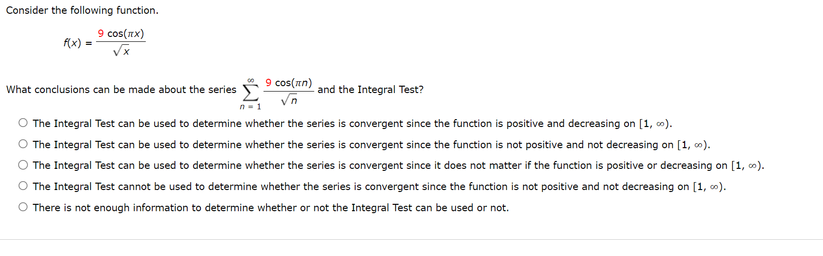 Solved Consider the following function.f(x)=9cos(πx)x2What | Chegg.com