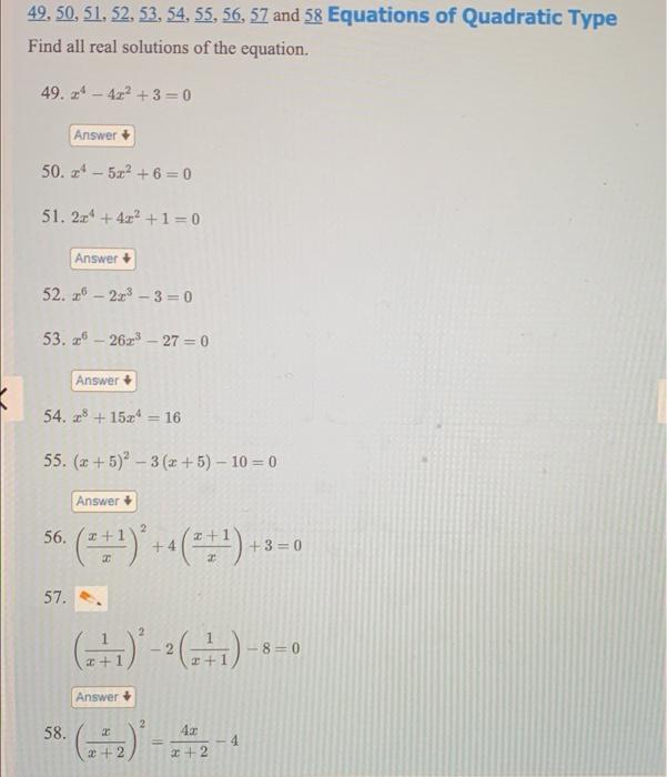Solved 49, 50, 51, 52, 53, 54, 55, 56, 57 and 58 Equations | Chegg.com