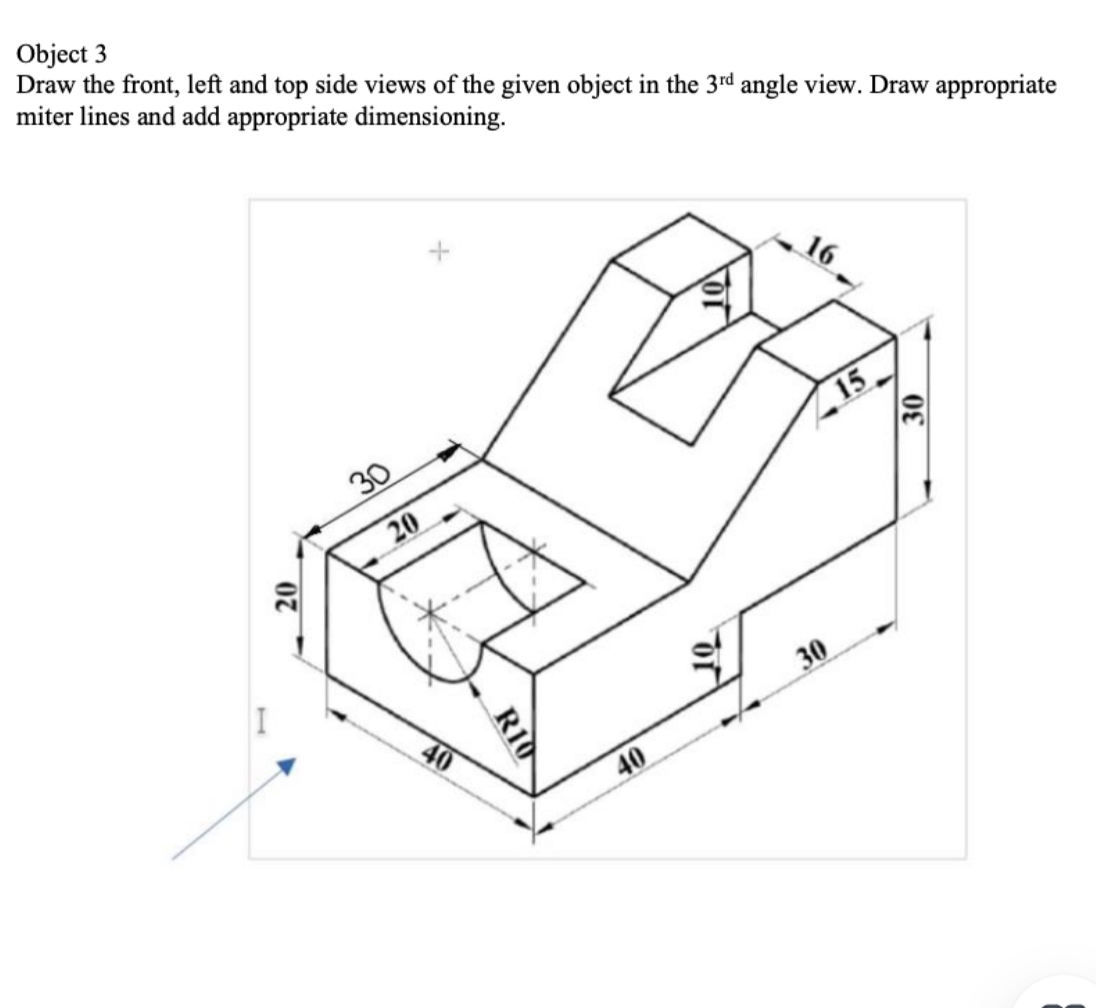 Solved Object 3Draw the front, left and top side views of | Chegg.com