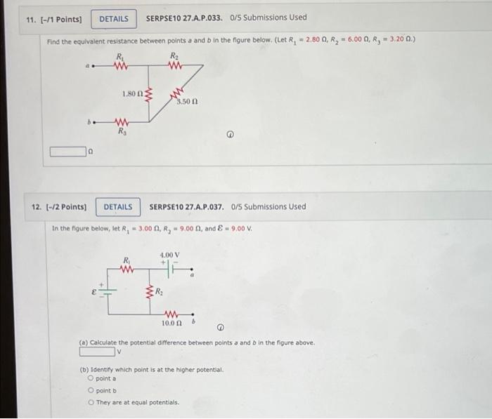Solved 11. [-/1 Points) DETAILS SERPSE10 27.A.P.033.0/5 | Chegg.com Solved 11. [-/1 Points) DETAILS SERPSE10 27.A.P.033.0/5 | Chegg.com