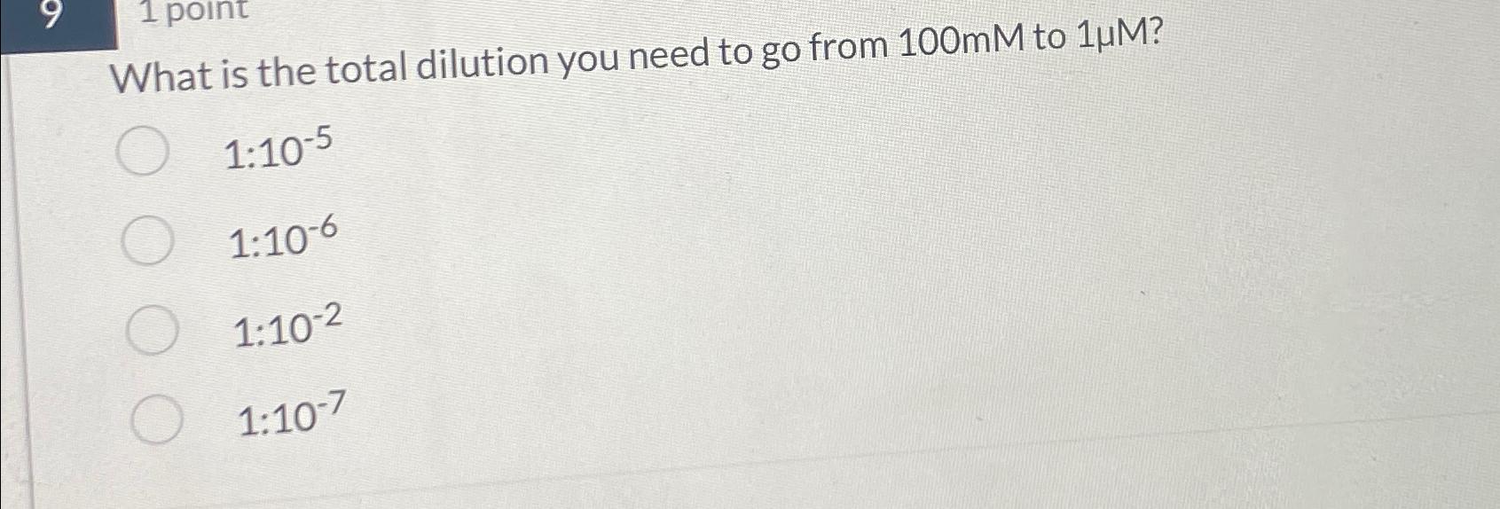 Solved What is the total dilution you need to go from 100mM | Chegg.com