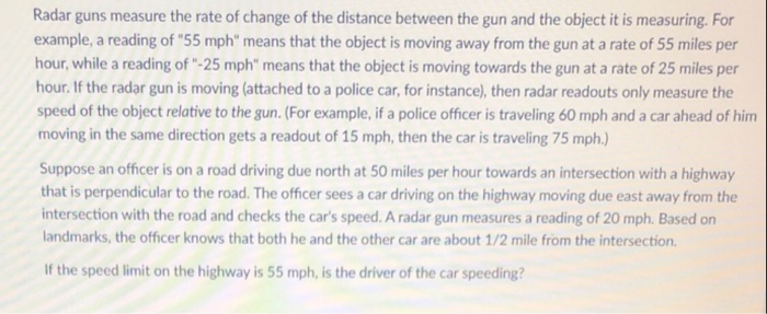 Solved Radar guns measure the rate of change of the distance | Chegg.com