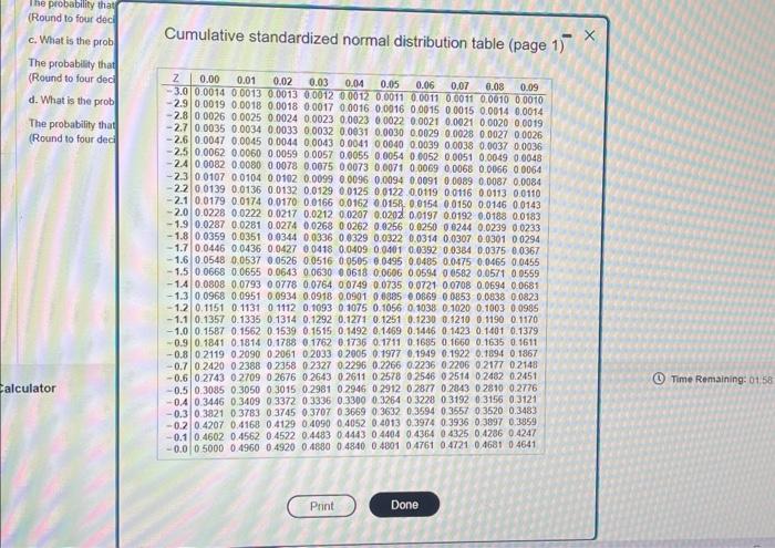 Solved (Round to four deci c. What is the prob Cumulative | Chegg.com