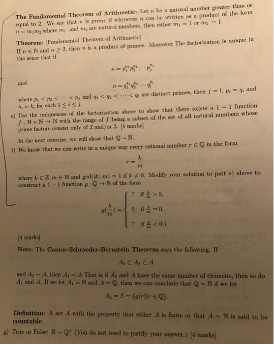 Solved The Fundamental Theorem of Arithmetic: Let n be a | Chegg.com