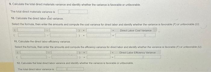 Solved 7. Calculate the direct materials cost variance. | Chegg.com