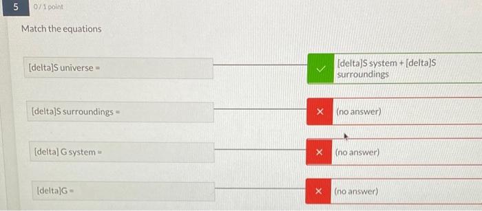 Solved tum 2 Match the equations (delta G system | Chegg.com