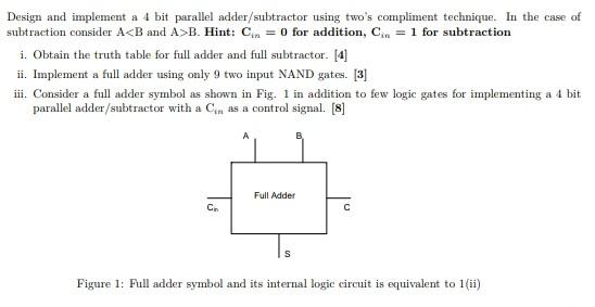 Design and implement a 4 bit parallel | Chegg.com