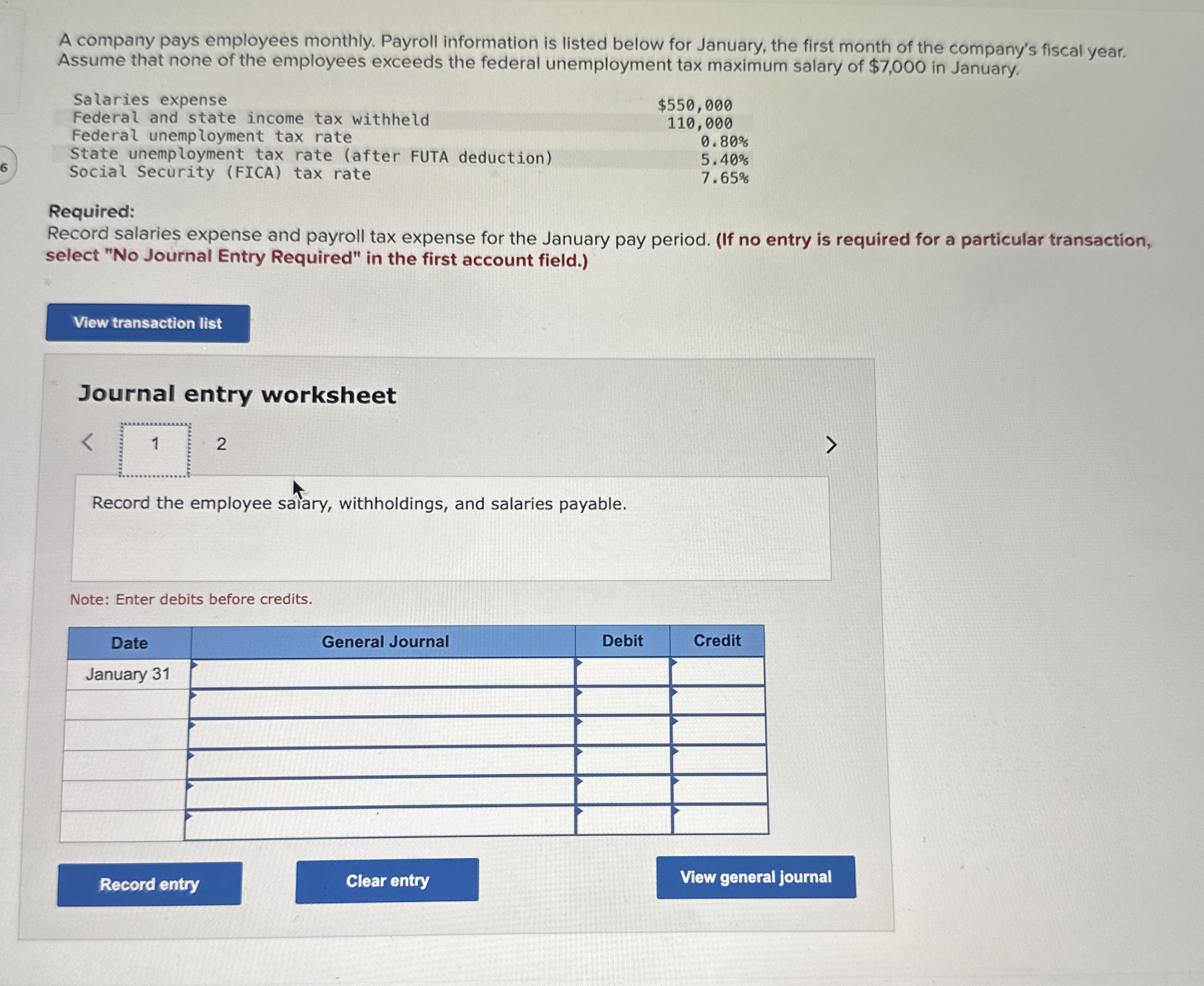 Solved A company pays employees monthly. Payroll information | Chegg.com