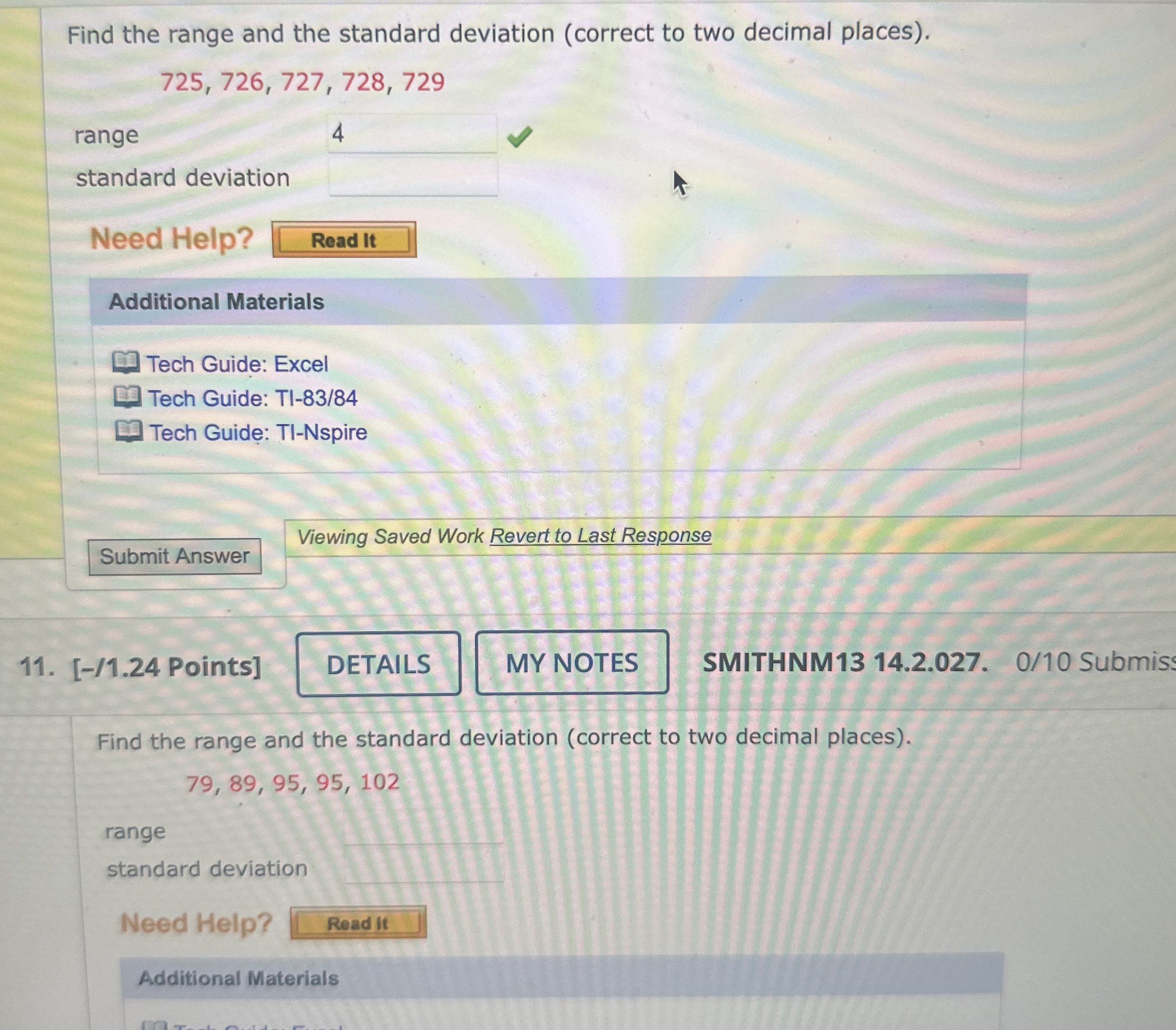 Solved Find the range and the standard deviation (correct to | Chegg.com