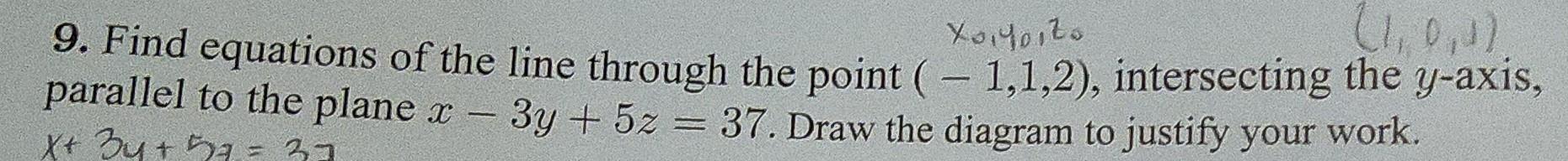 Solved 9. Find equations of the line through the point | Chegg.com
