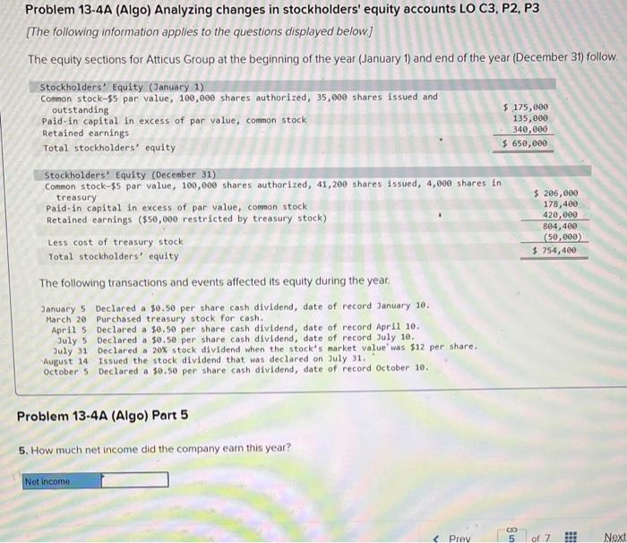 Solved Problem 13-4A (Algo) Analyzing changes in | Chegg.com