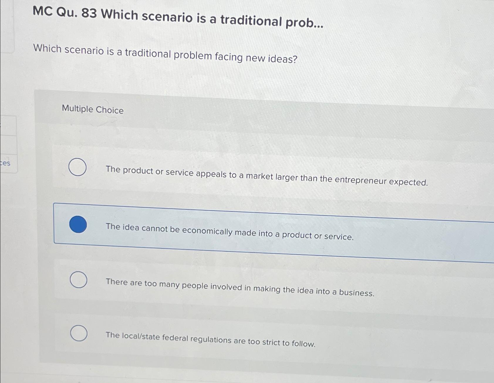 Solved MC Qu. 83 ﻿Which scenario is a traditional | Chegg.com