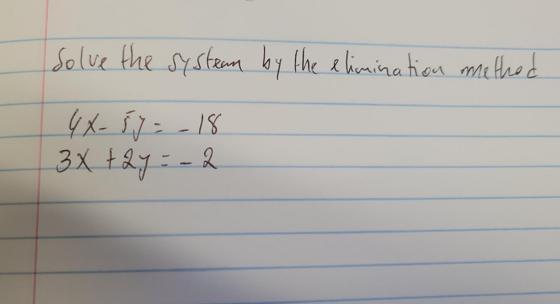 Solved Solve the systean by the elimination methed | Chegg.com