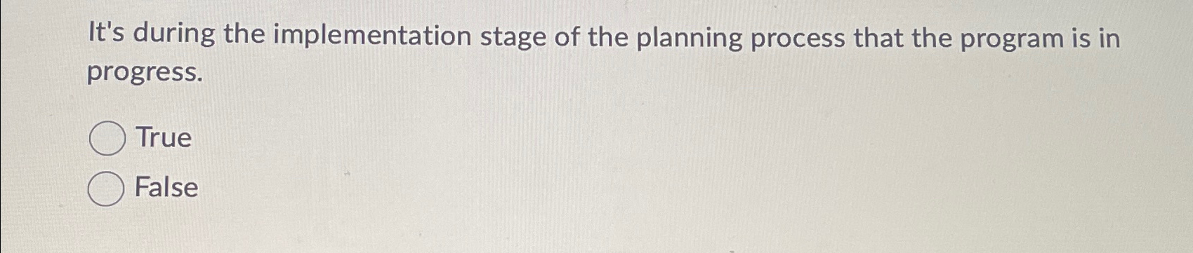 Solved It's during the implementation stage of the planning | Chegg.com