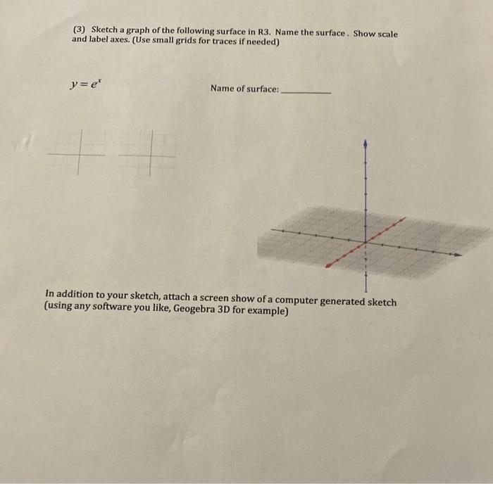 Solved (3) Sketch a graph of the following surface in R3. | Chegg.com