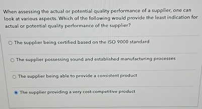 Solved When assessing the actual or potential quality | Chegg.com