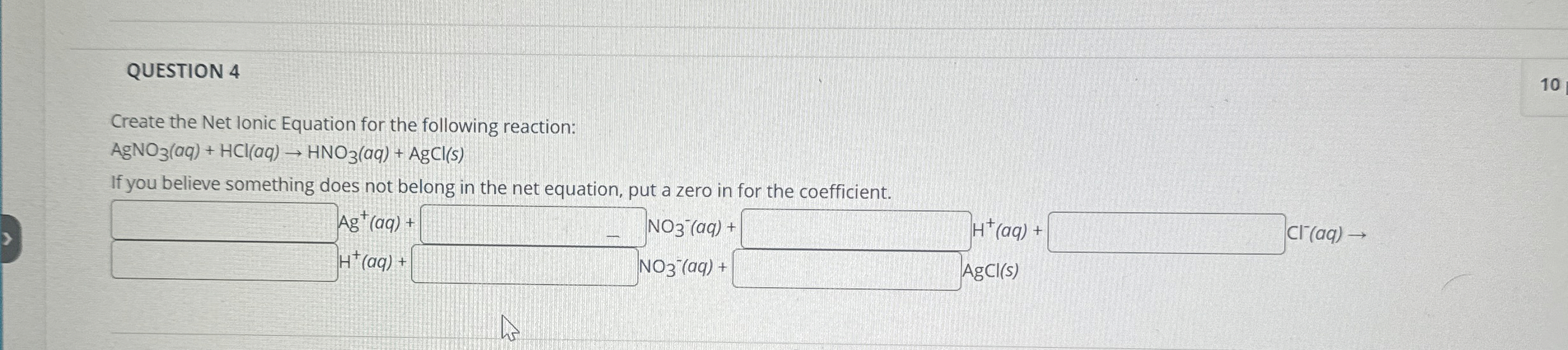 Solved Balance the following equationQUESTION 4Create the | Chegg.com